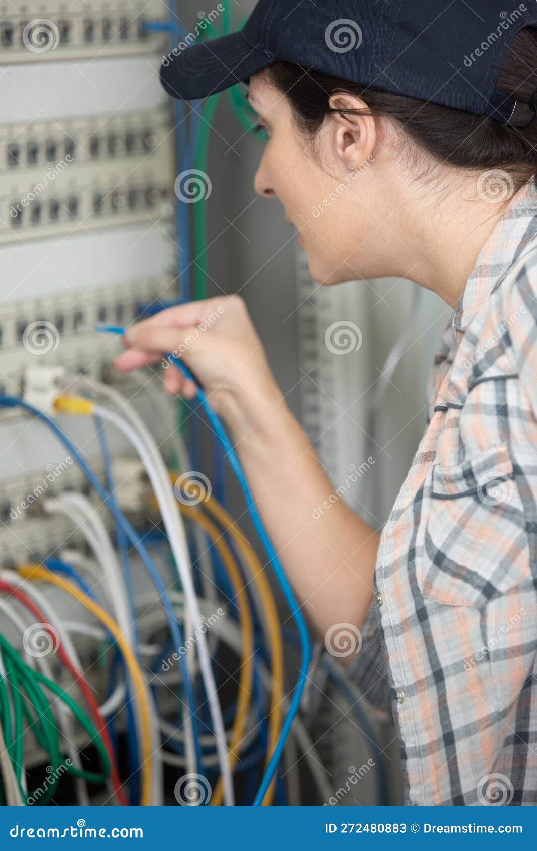 Woman Commutes Wires Powerful Internet Routers Stock Image - Image of ...