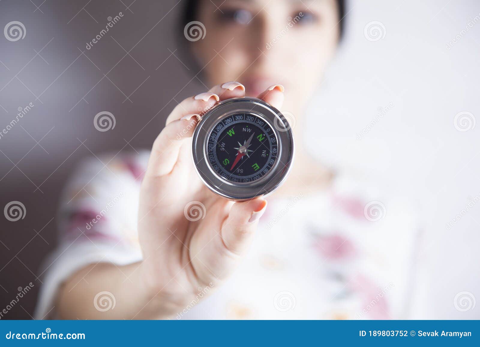 Woman with a Compass Holding in Hand Stock Photo - Image of symbol ...