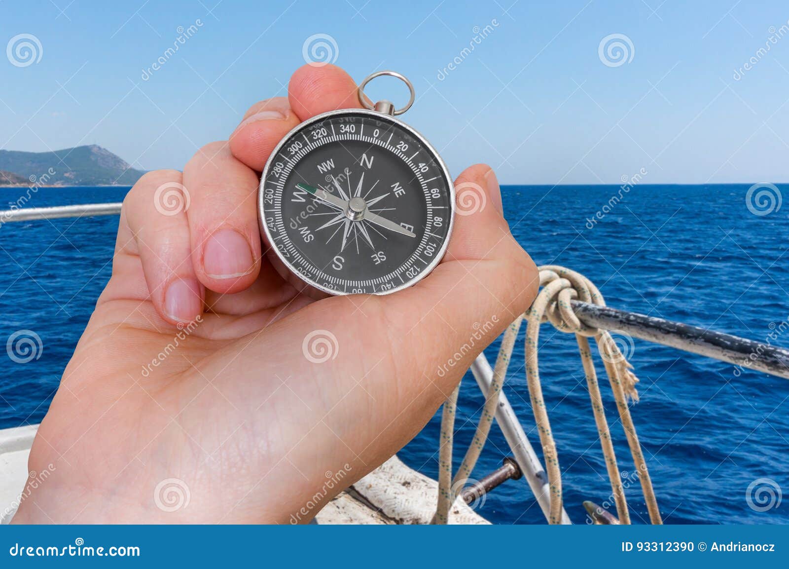 Woman with Compass is Seeking a Right Way on Sea Stock Photo - Image of ...