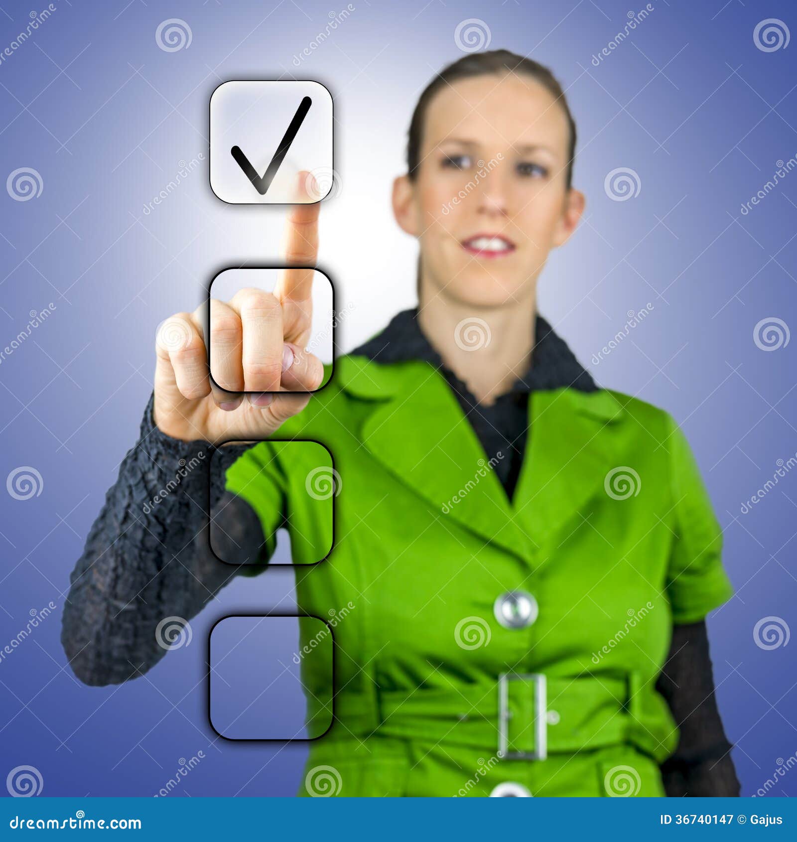 Woman Completing Check Boxes with a Tick Stock Image - Image of online ...