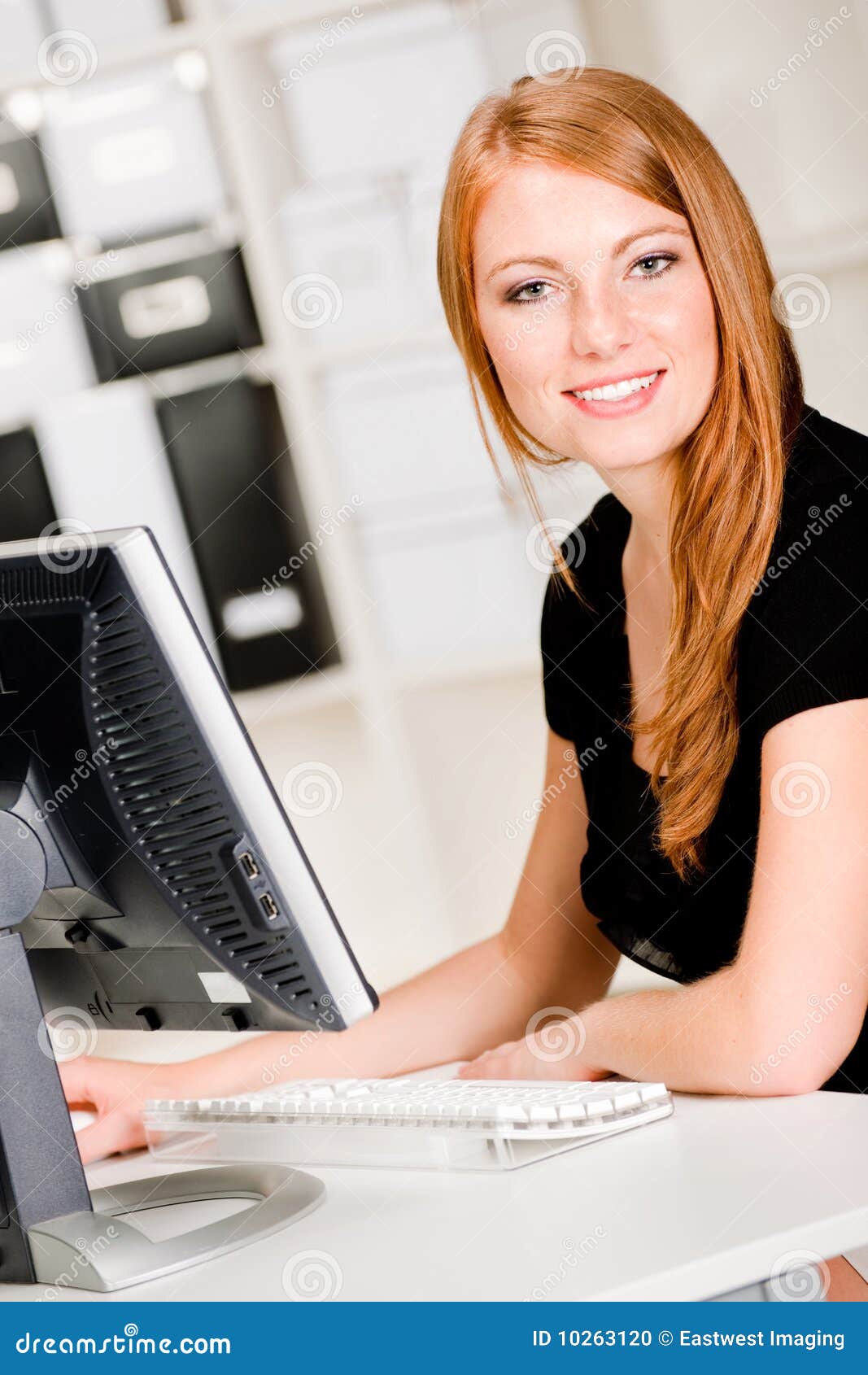 Woman at Computer stock photo. Image of office, beautiful - 10263120