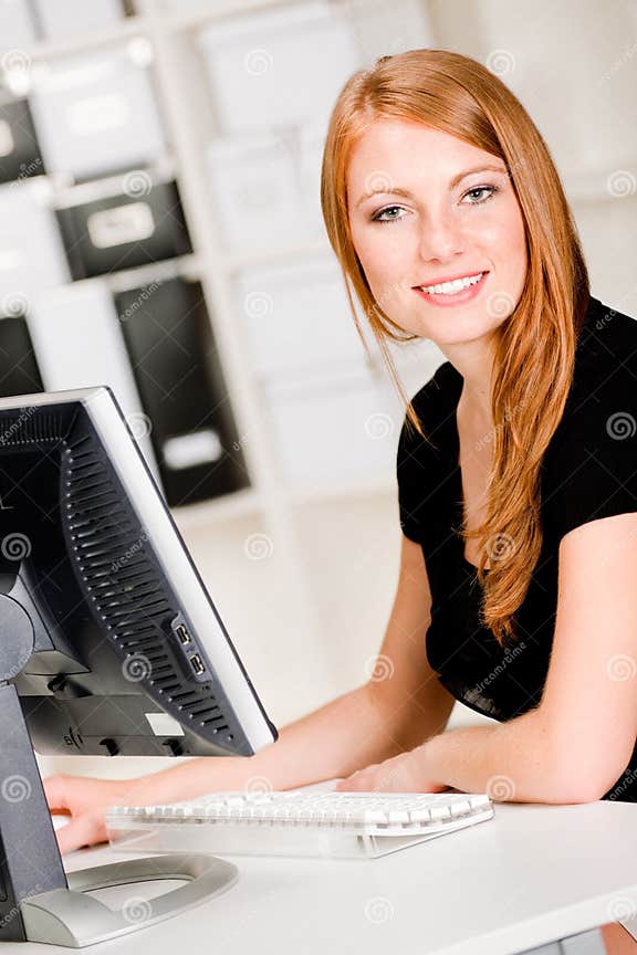 Woman at Computer stock photo. Image of office, beautiful - 10263120