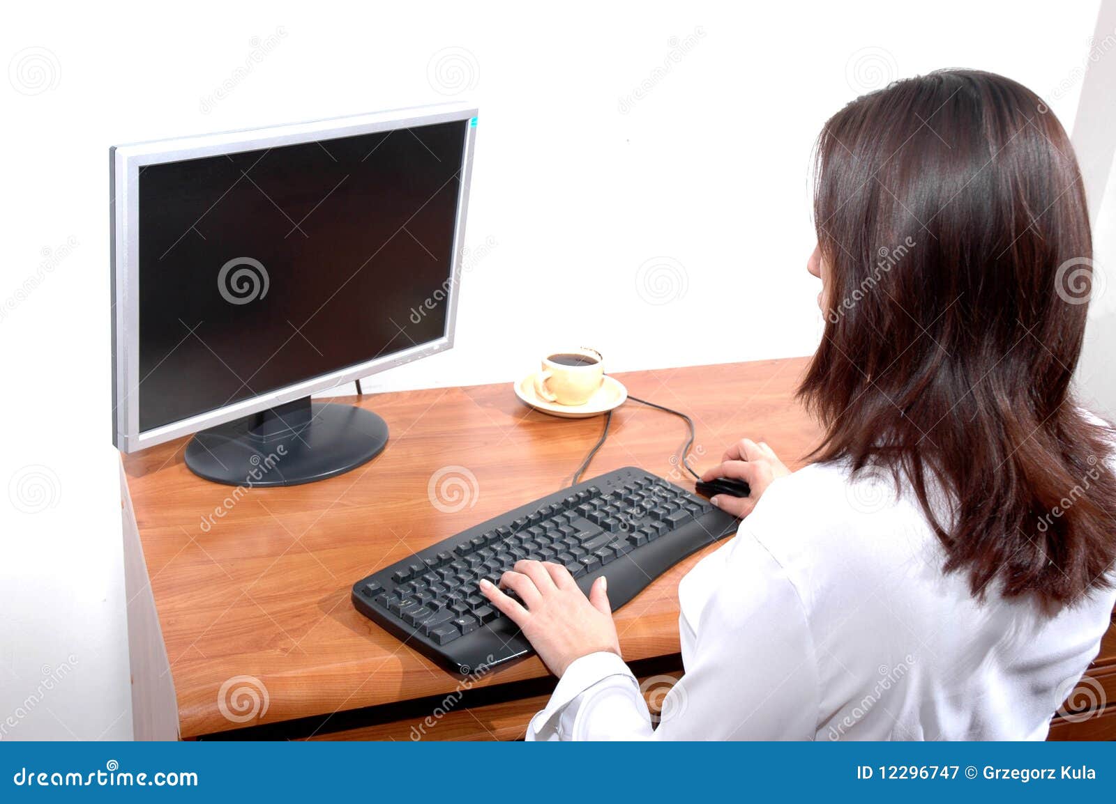 Woman with computer stock image. Image of busy, marketing - 12296747