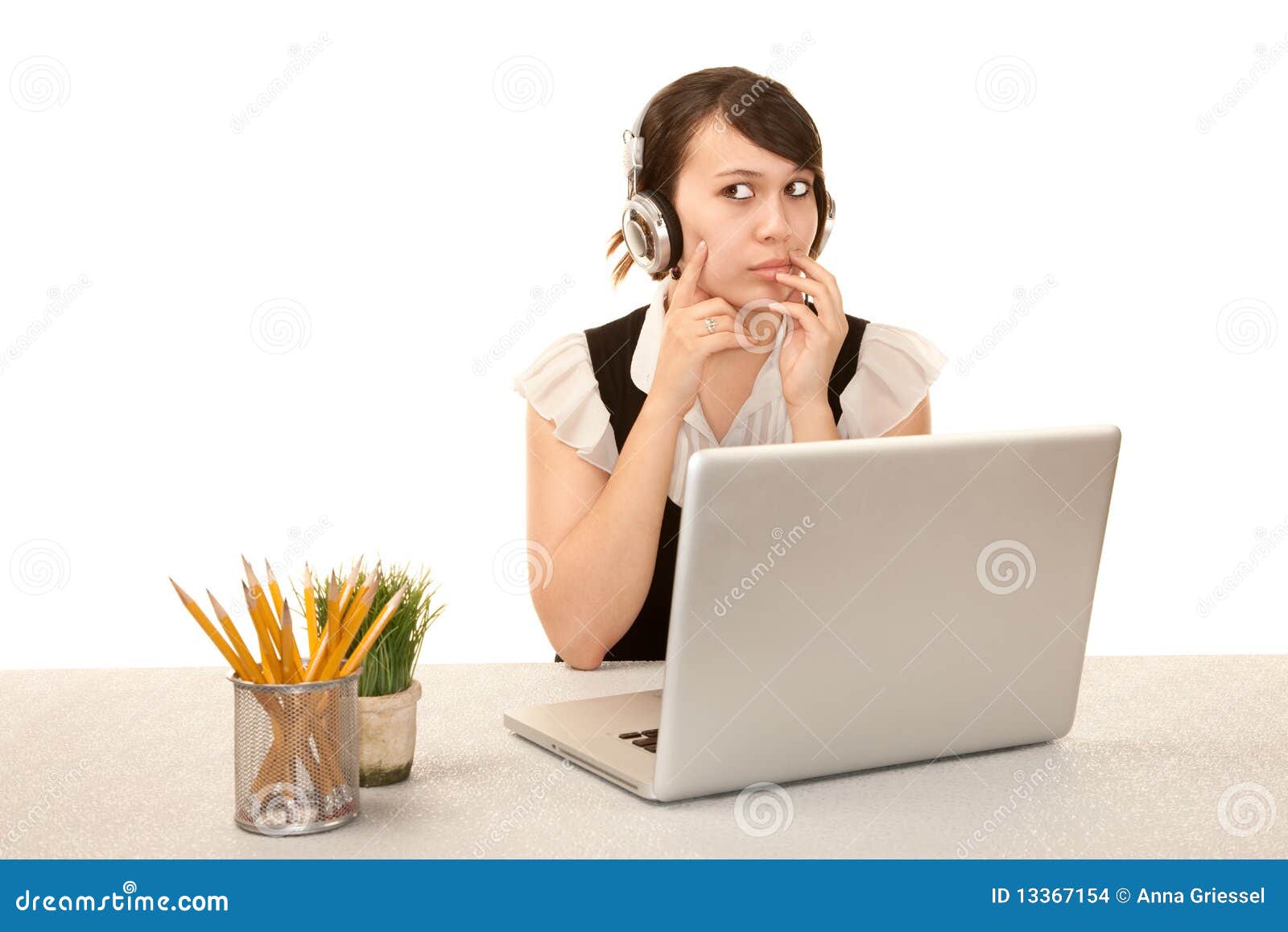 Woman with computer stock photo. Image of pretty, keyboard - 13367154