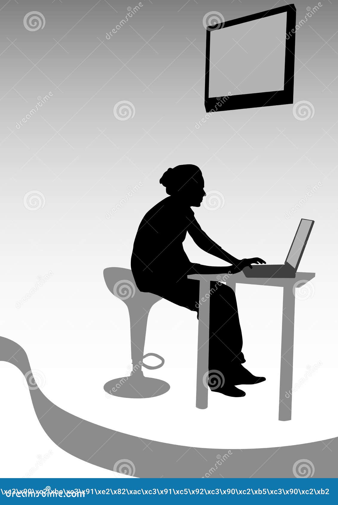 Woman with computer stock vector. Illustration of place - 13699012