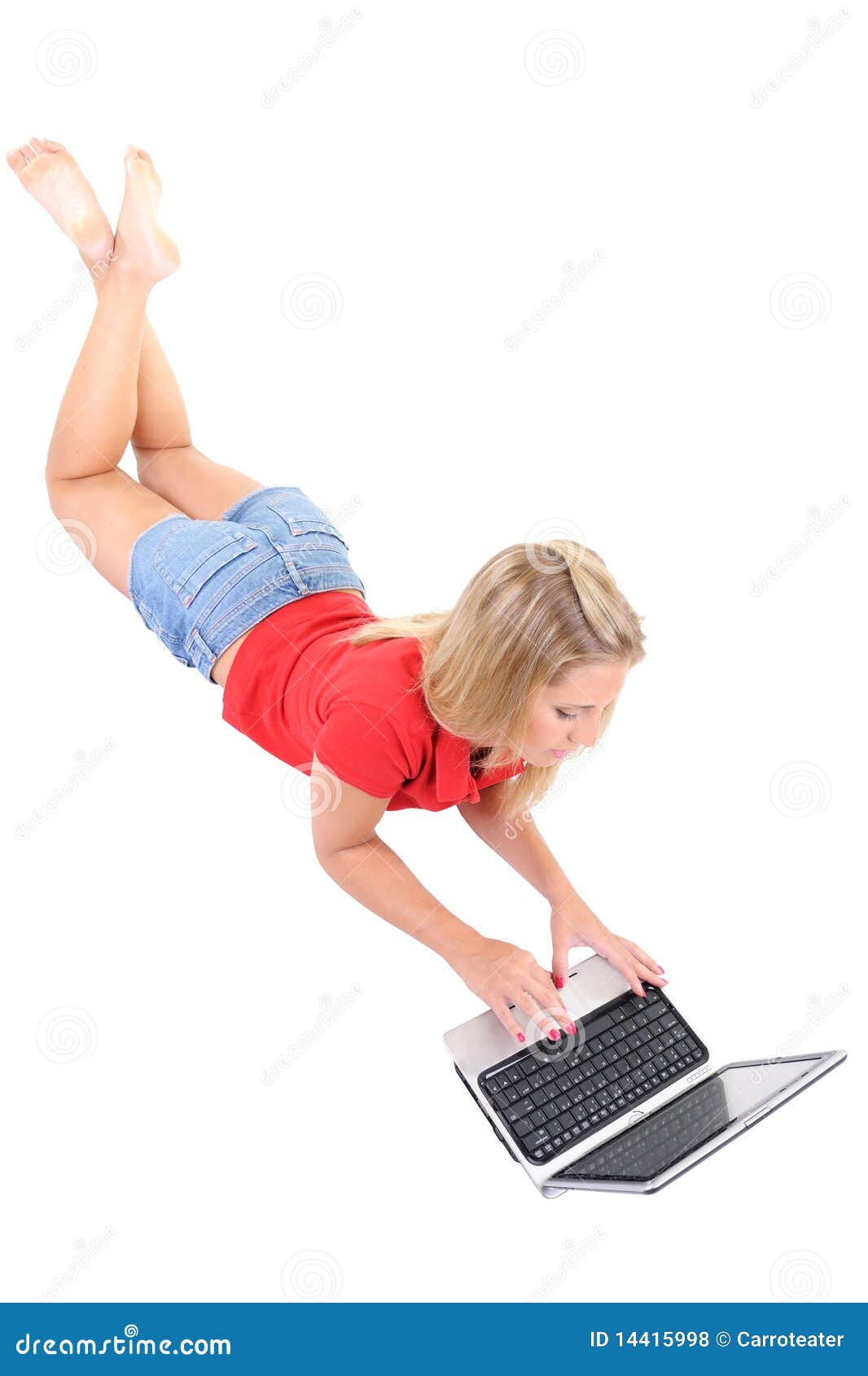 Woman on the computer stock photo. Image of isolated - 14415998