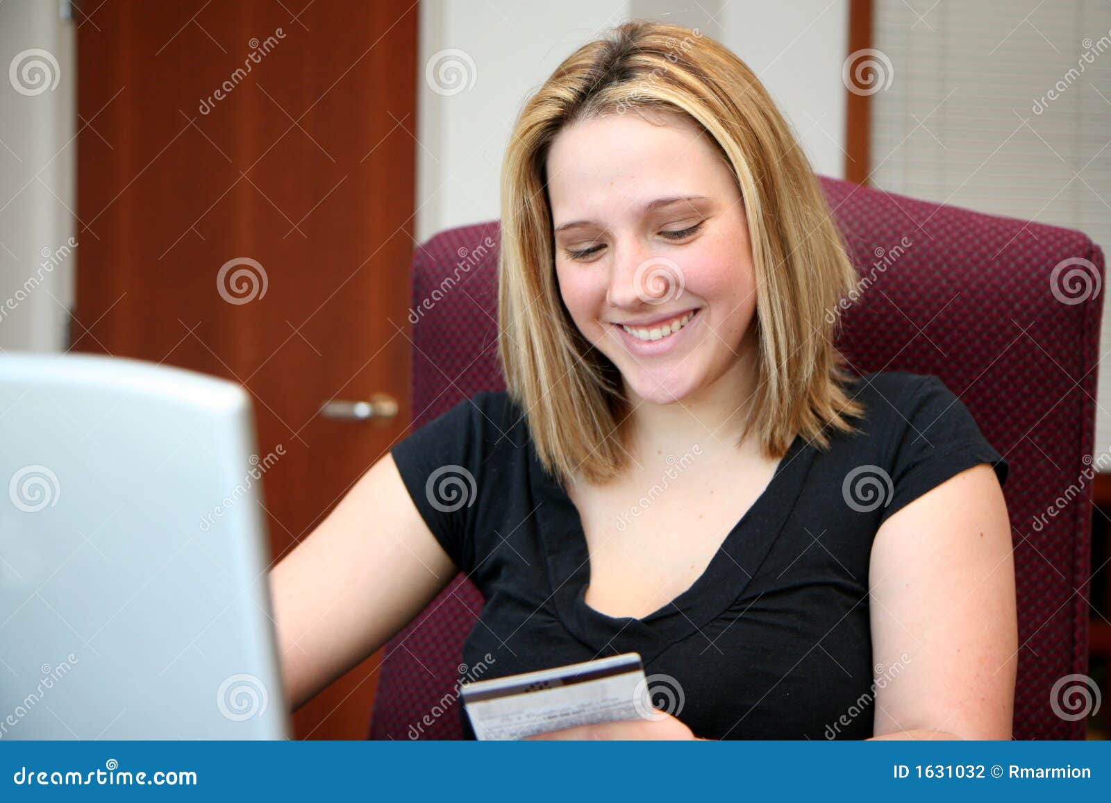 Woman on Computer stock photo. Image of teen, blond, white - 1631032