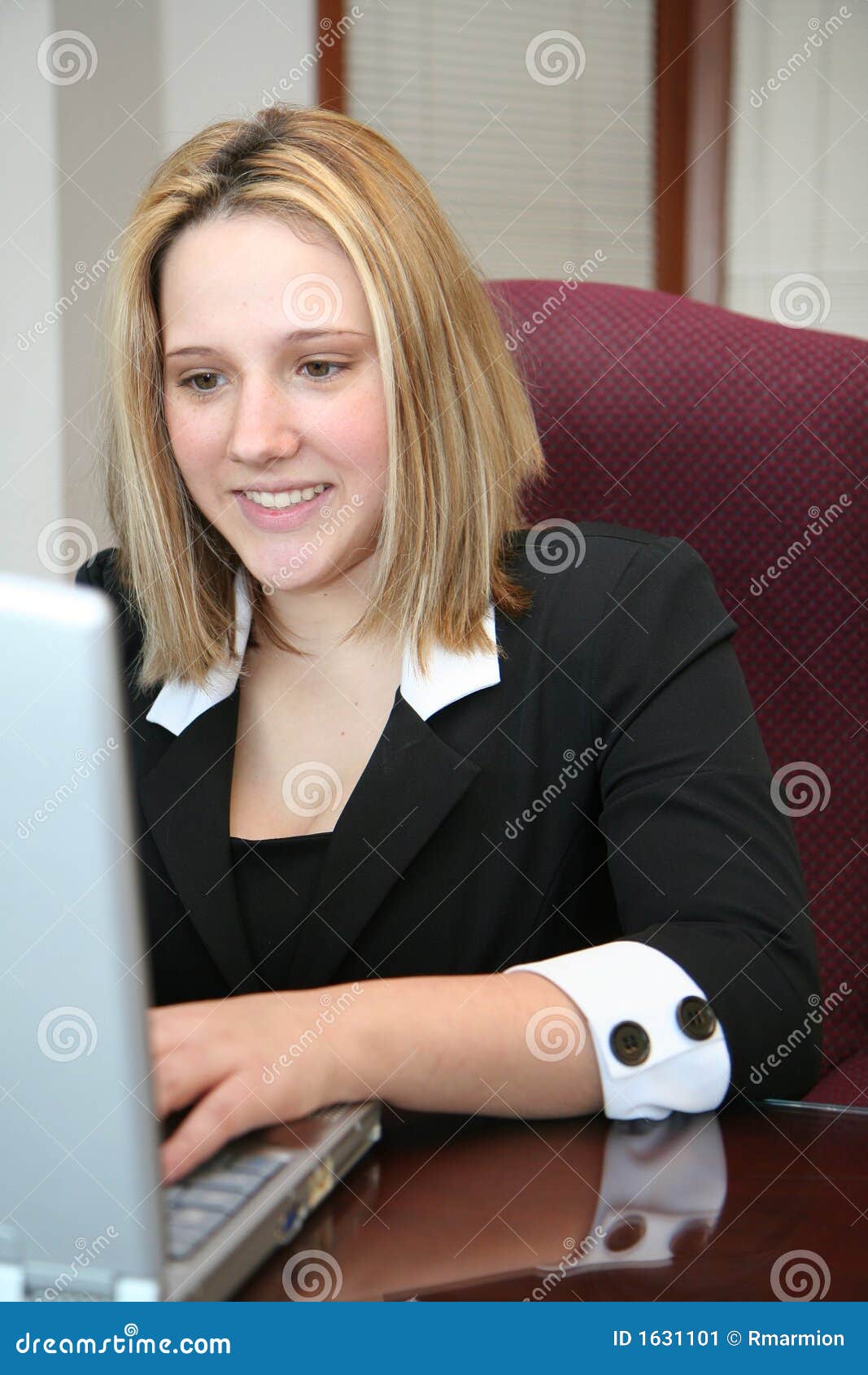 Woman on Computer stock image. Image of blond, office - 1631101
