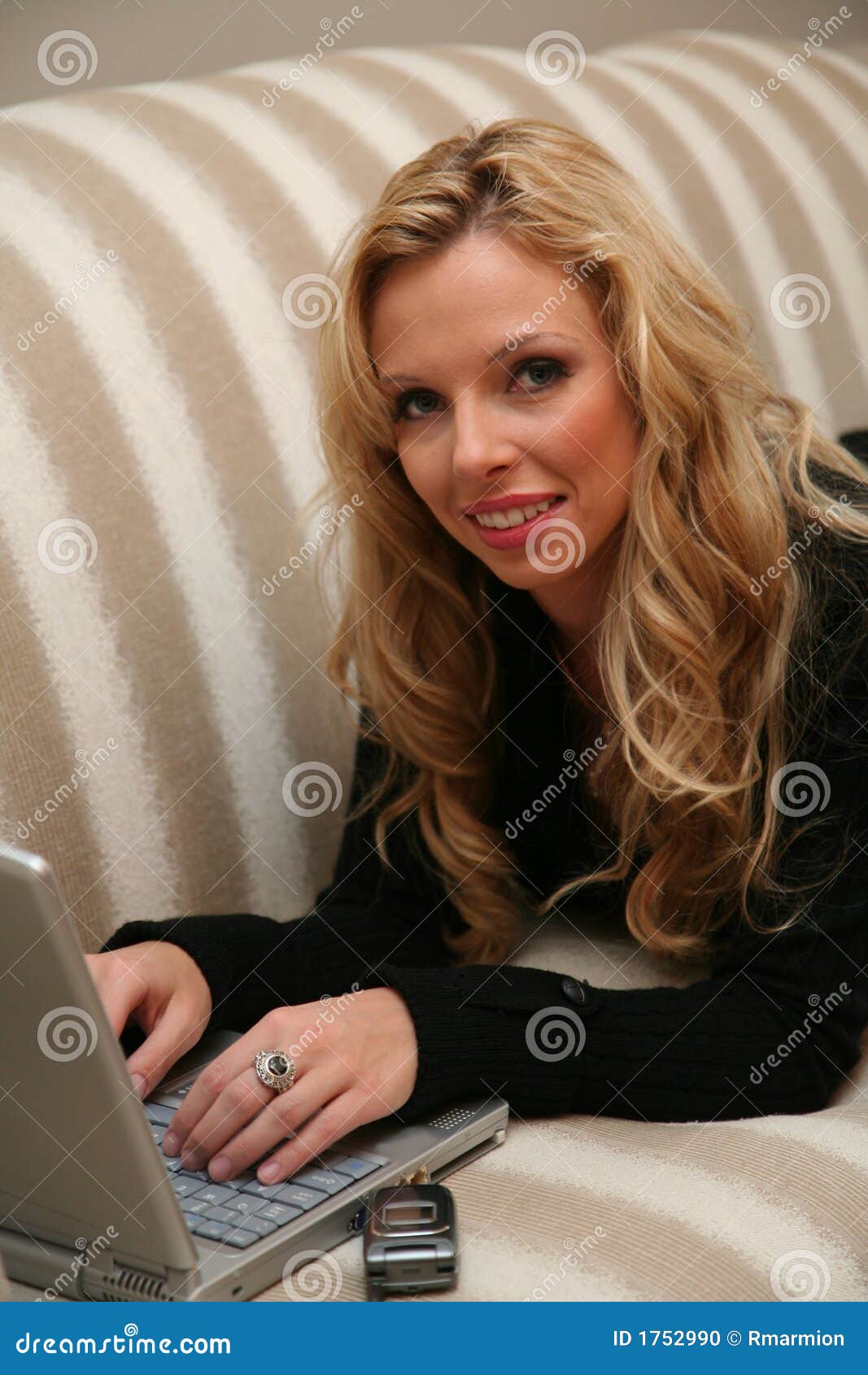 Woman on Computer stock photo. Image of beautiful, gorgeous - 1752990