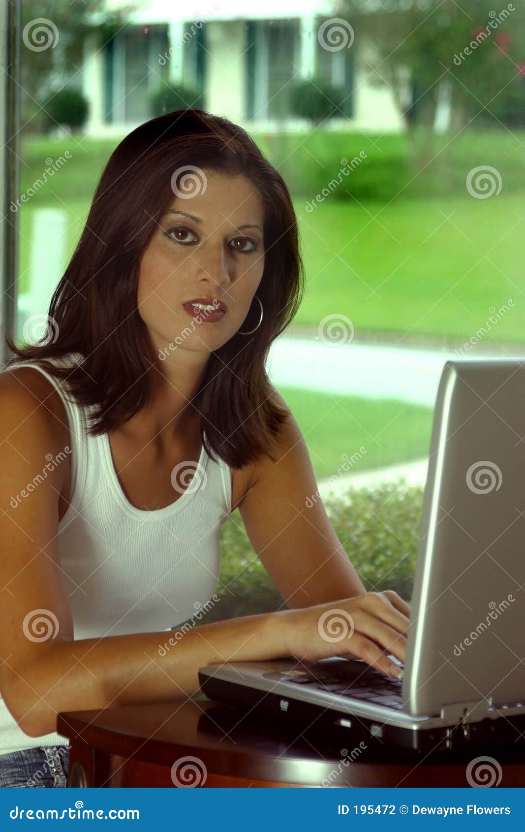 Woman on Computer stock photo. Image of female, girl, communication ...