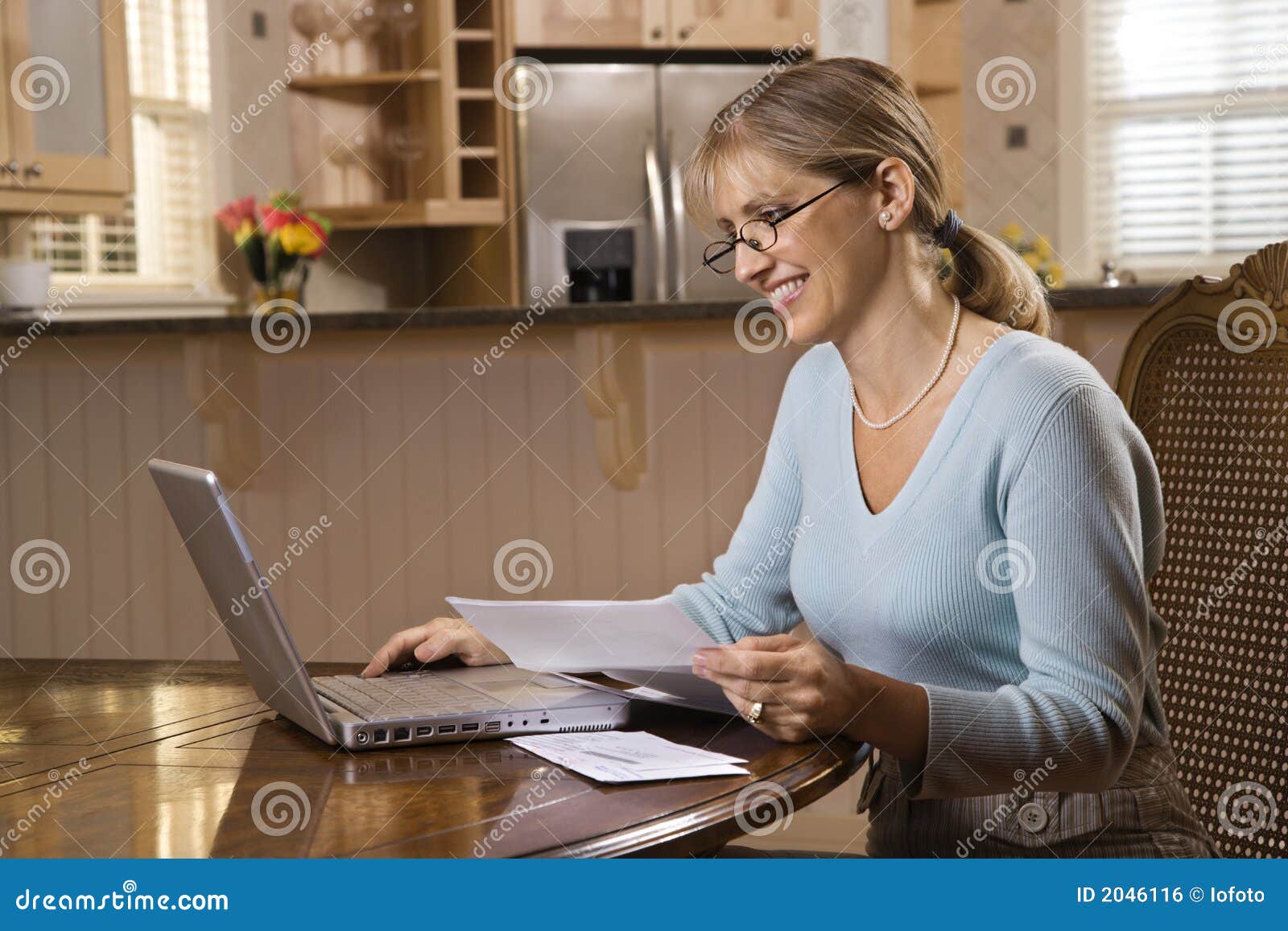Woman on computer stock photo. Image of bills, responsibility - 2046116
