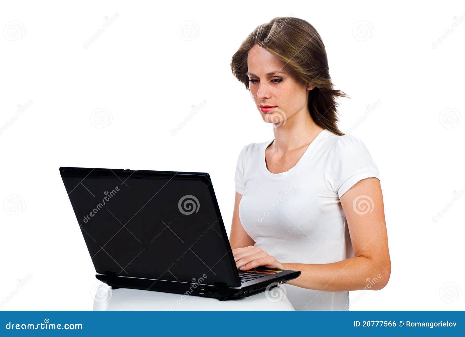 Woman with computer stock photo. Image of computer, beauty - 20777566
