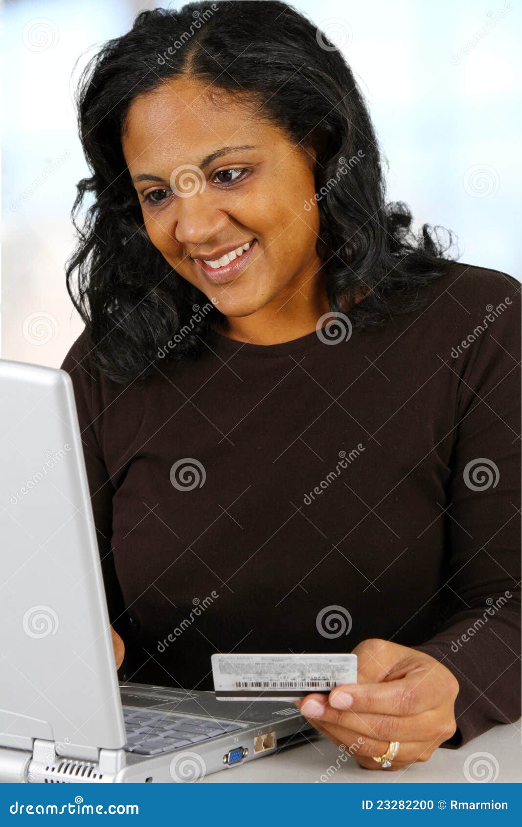 Woman on Computer stock photo. Image of happy, smiling - 23282200