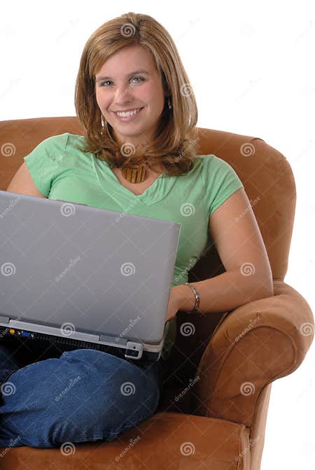 Woman and Computer stock image. Image of dating, female - 2384503