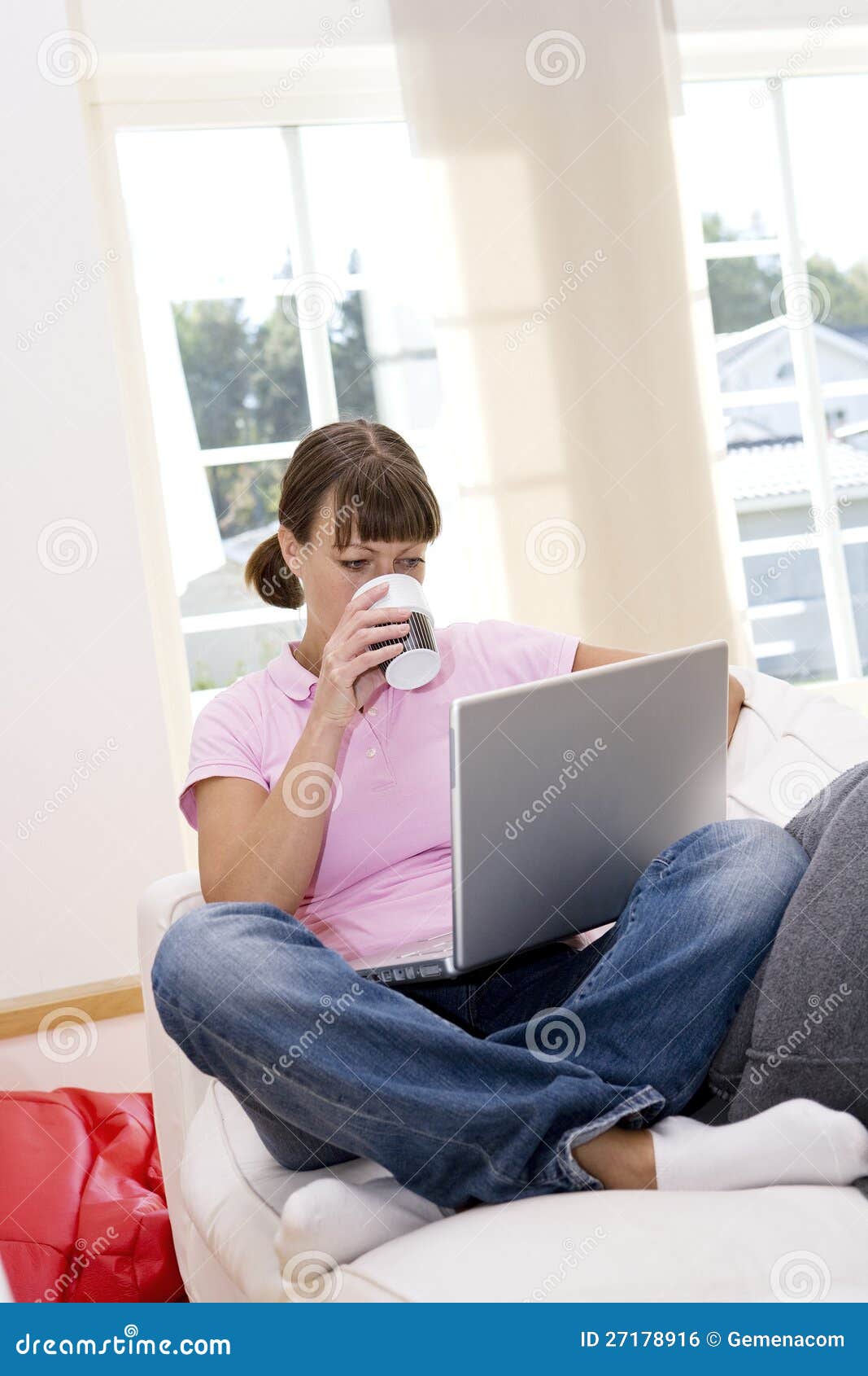 Woman with computer stock photo. Image of lifestyles - 27178916