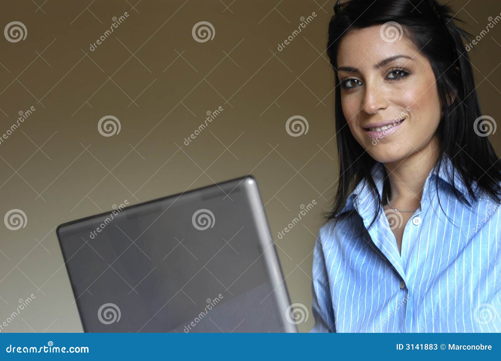 Woman at computer stock image. Image of food, hairbrown - 3141883