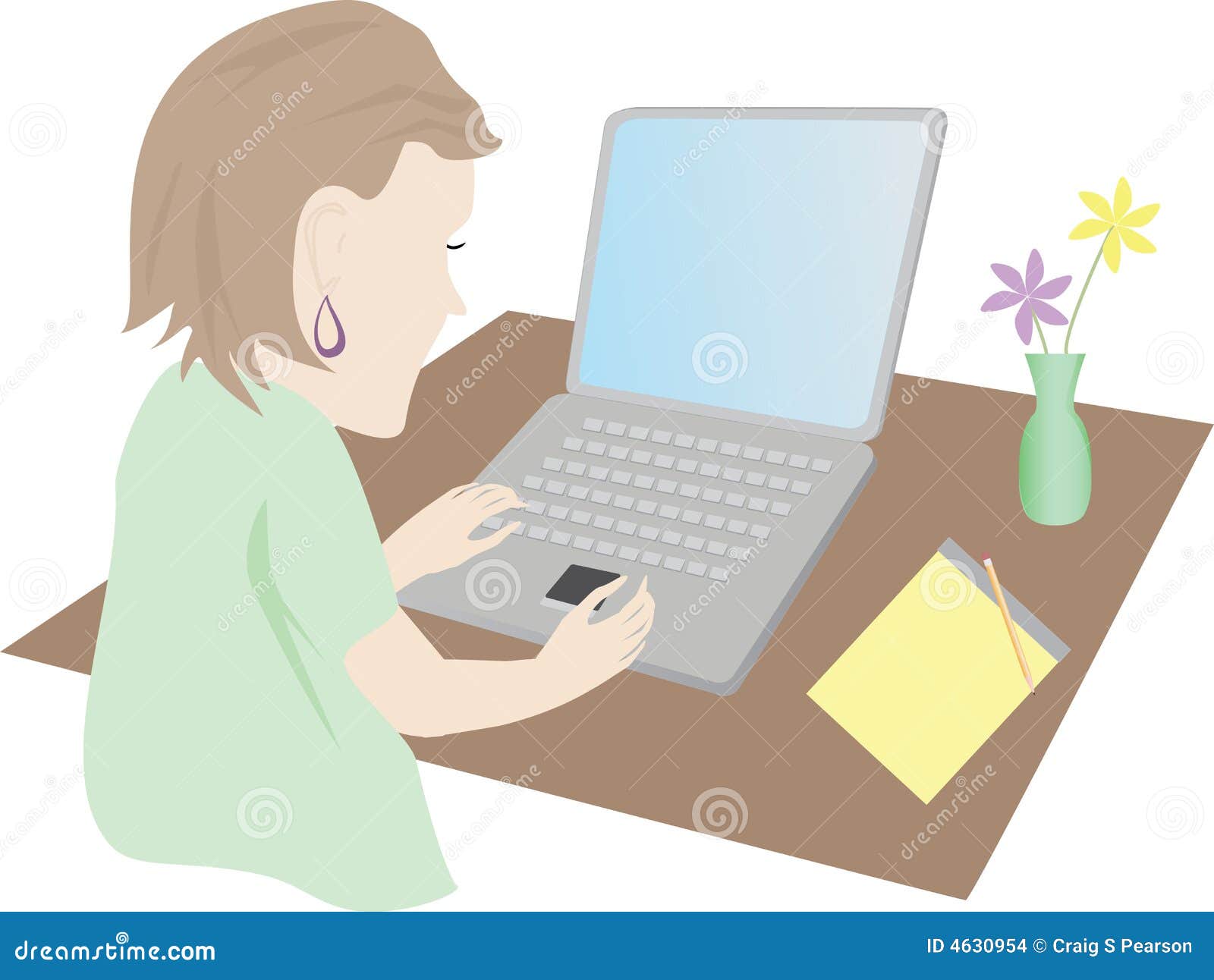 Woman at computer stock vector. Illustration of woman - 4630954