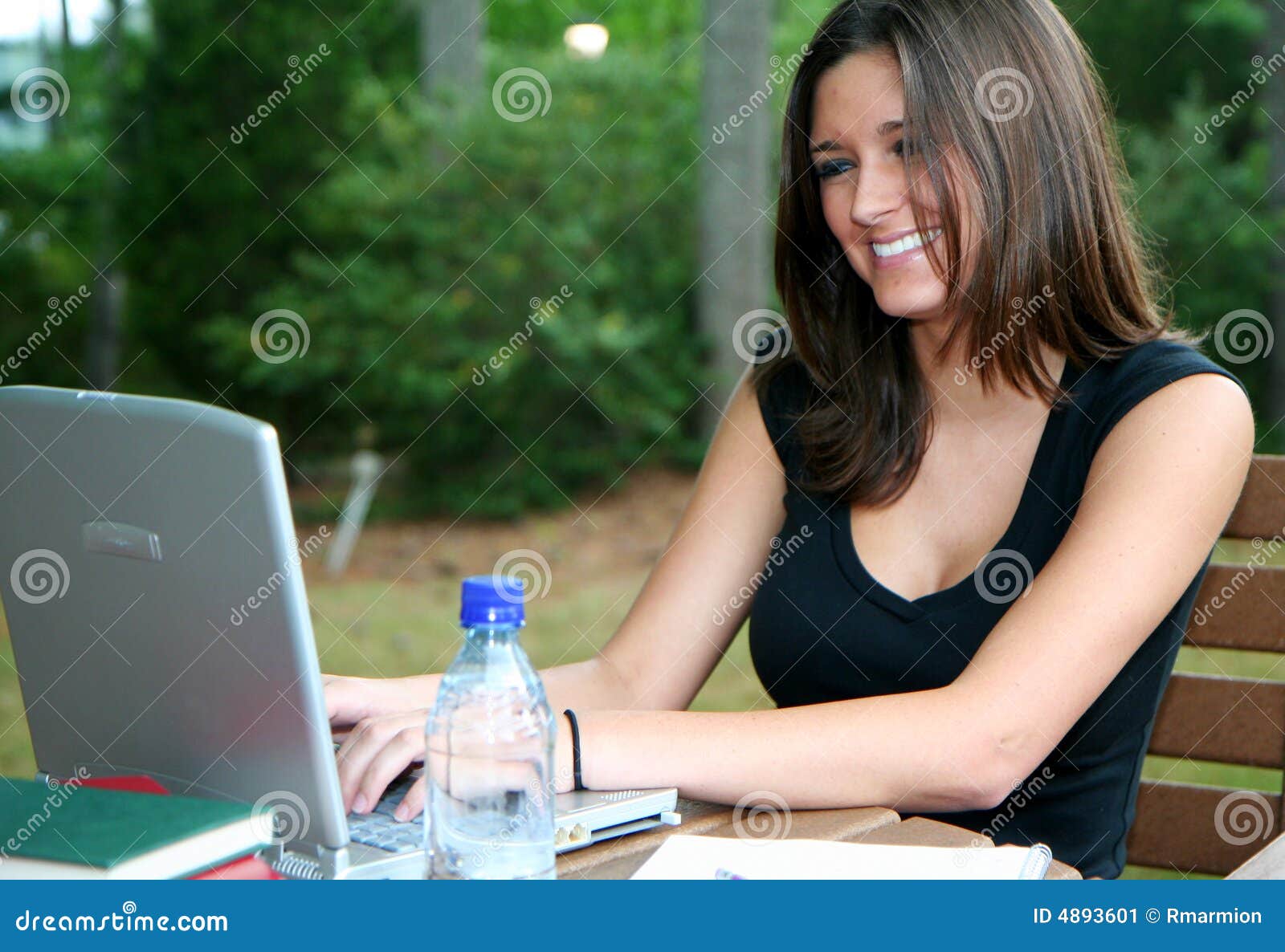 Woman on Computer stock image. Image of campus, laptop - 4893601