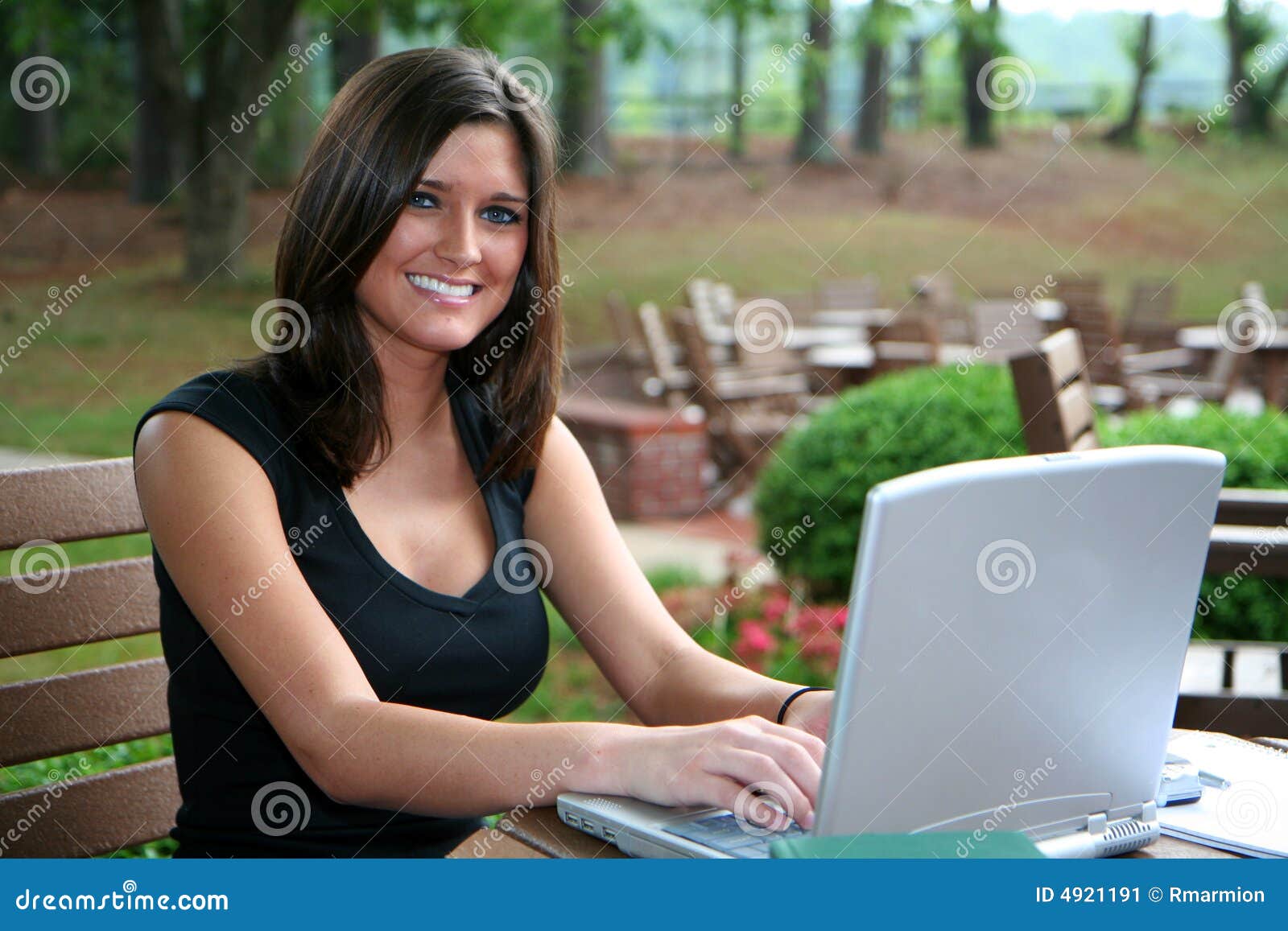 Woman on Computer stock image. Image of gorgeous, cute - 4921191