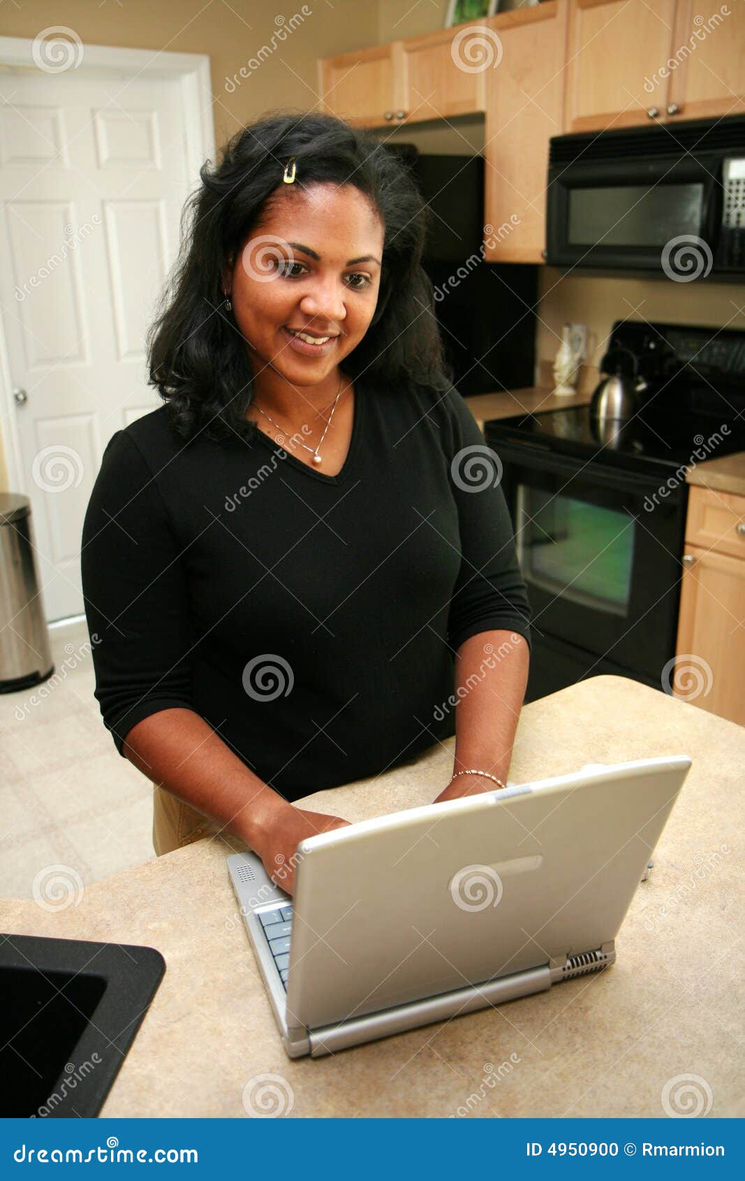 Woman on Computer stock photo. Image of home, laptop, american - 4950900