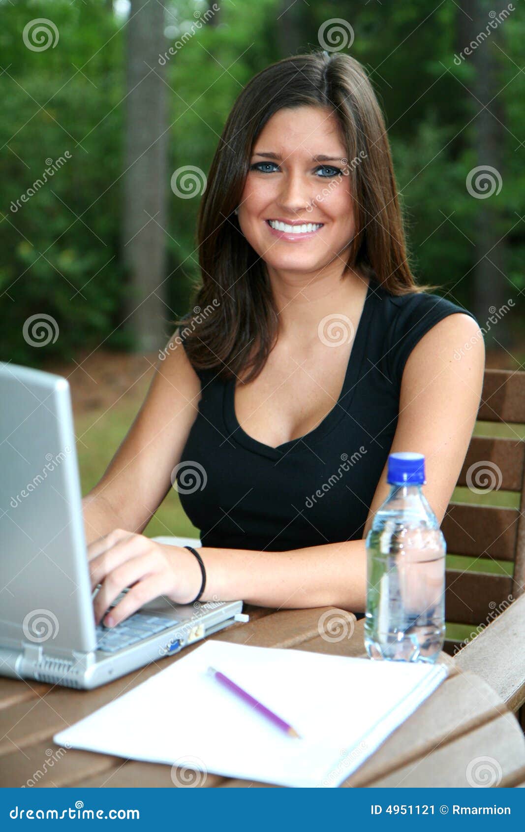 Woman on Computer stock image. Image of student, gorgeous - 4951121