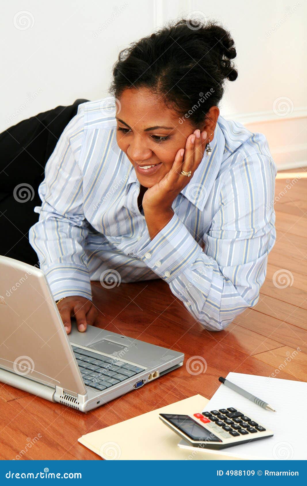 Woman on Computer stock image. Image of home, work, beautiful - 4988109