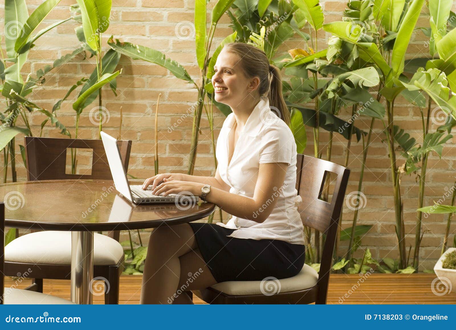 Woman at Computer stock image. Image of uninterested, smile - 7138203