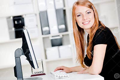 Woman at Computer stock photo. Image of woman, looking - 9915402