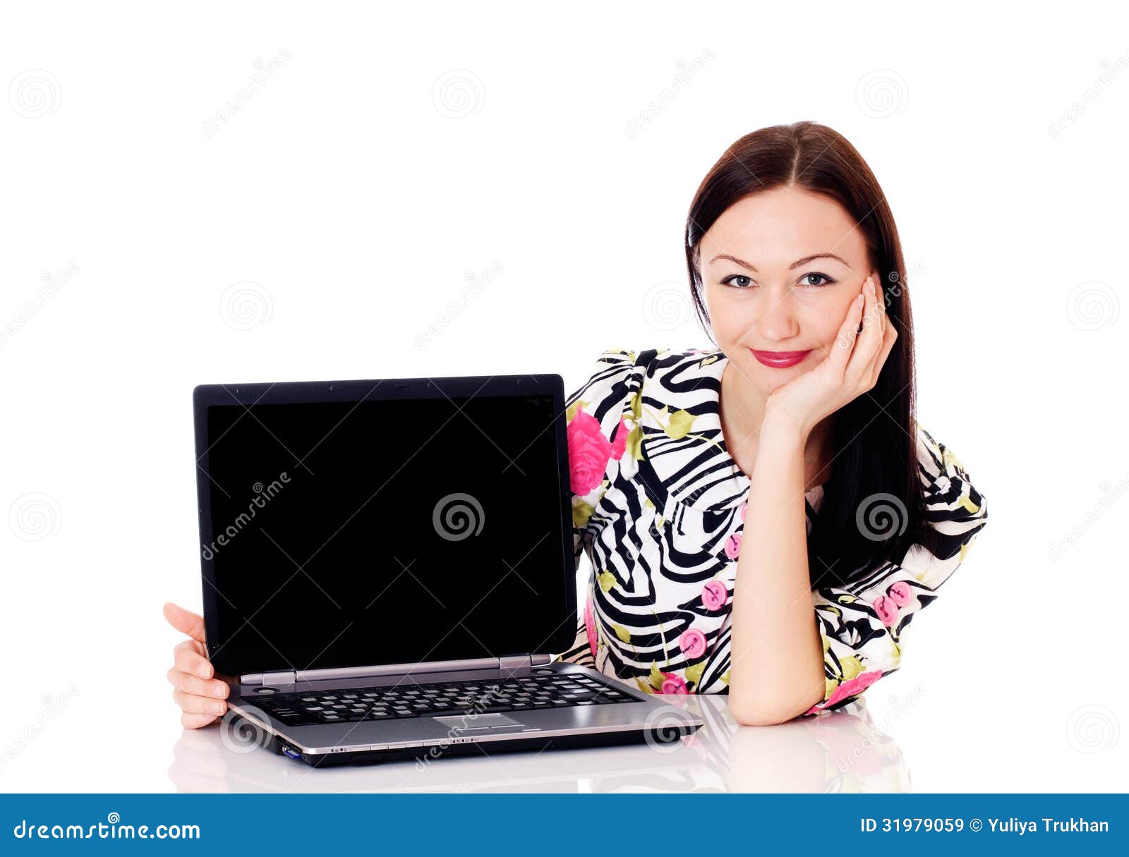 Woman with a computer. stock image. Image of female, attractive - 31979059
