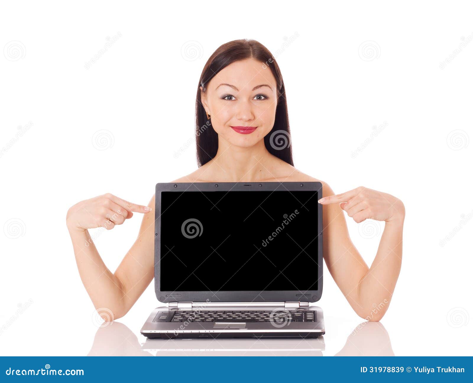 Woman with a computer stock image. Image of people, beautiful - 31978839