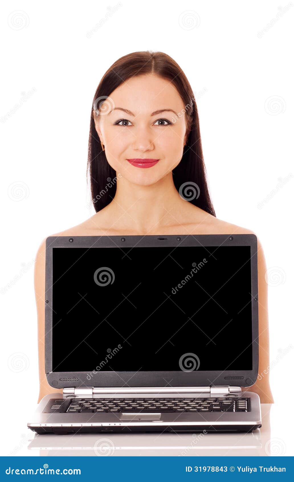 Woman with a computer stock image. Image of female, desk - 31978843