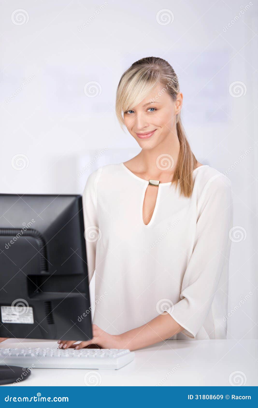 Woman with computer stock image. Image of attractive - 31808609