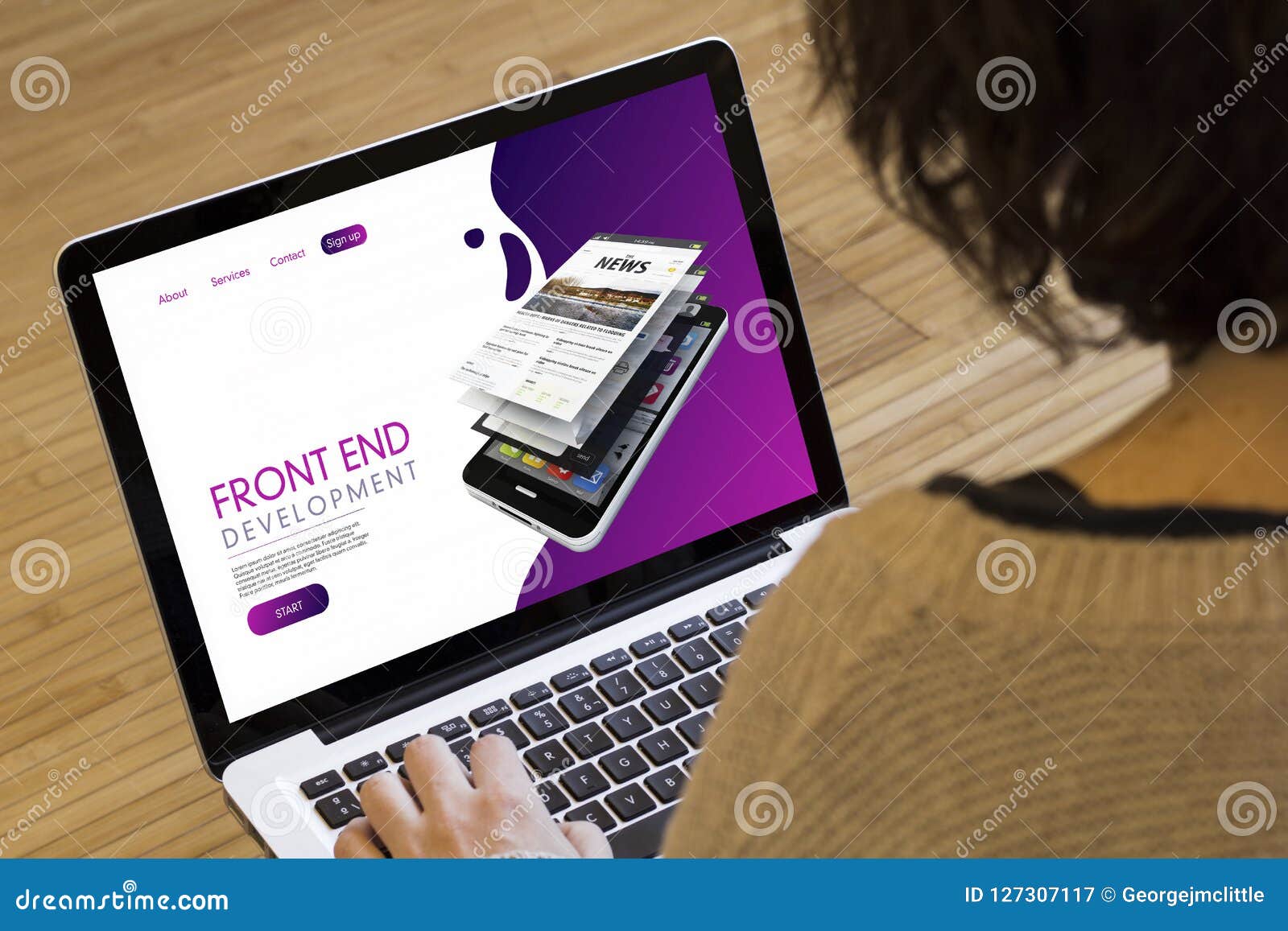Woman computer front end stock image. Image of landing - 127307117
