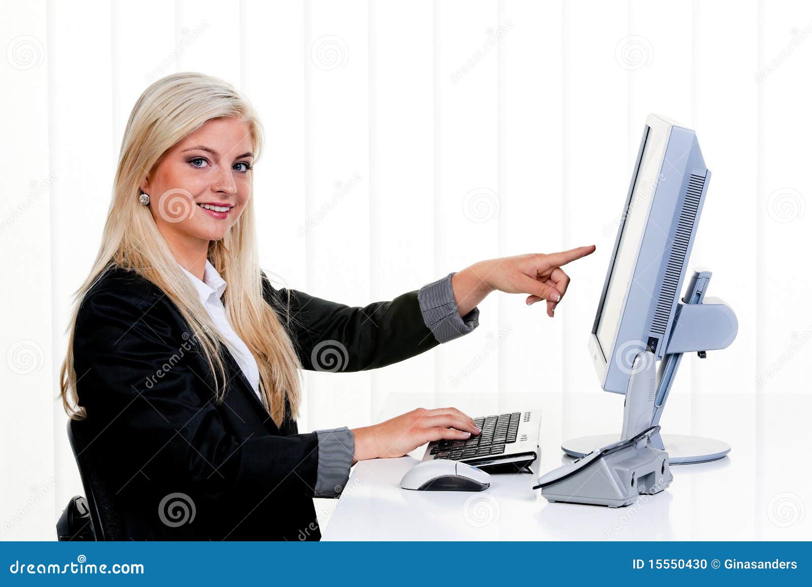 Woman with Computer in Office Stock Photo - Image of young, secretary ...