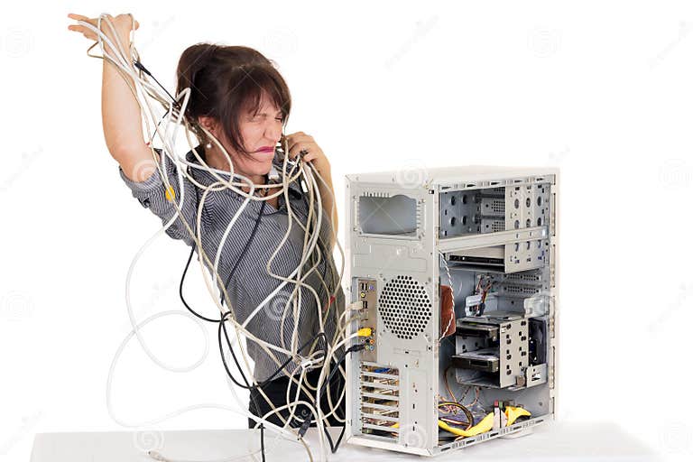 Woman computer panic stock photo. Image of isolated, messy - 26574428