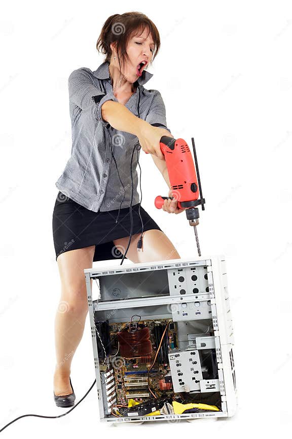 Woman computer rage stock image. Image of destruction - 26676565