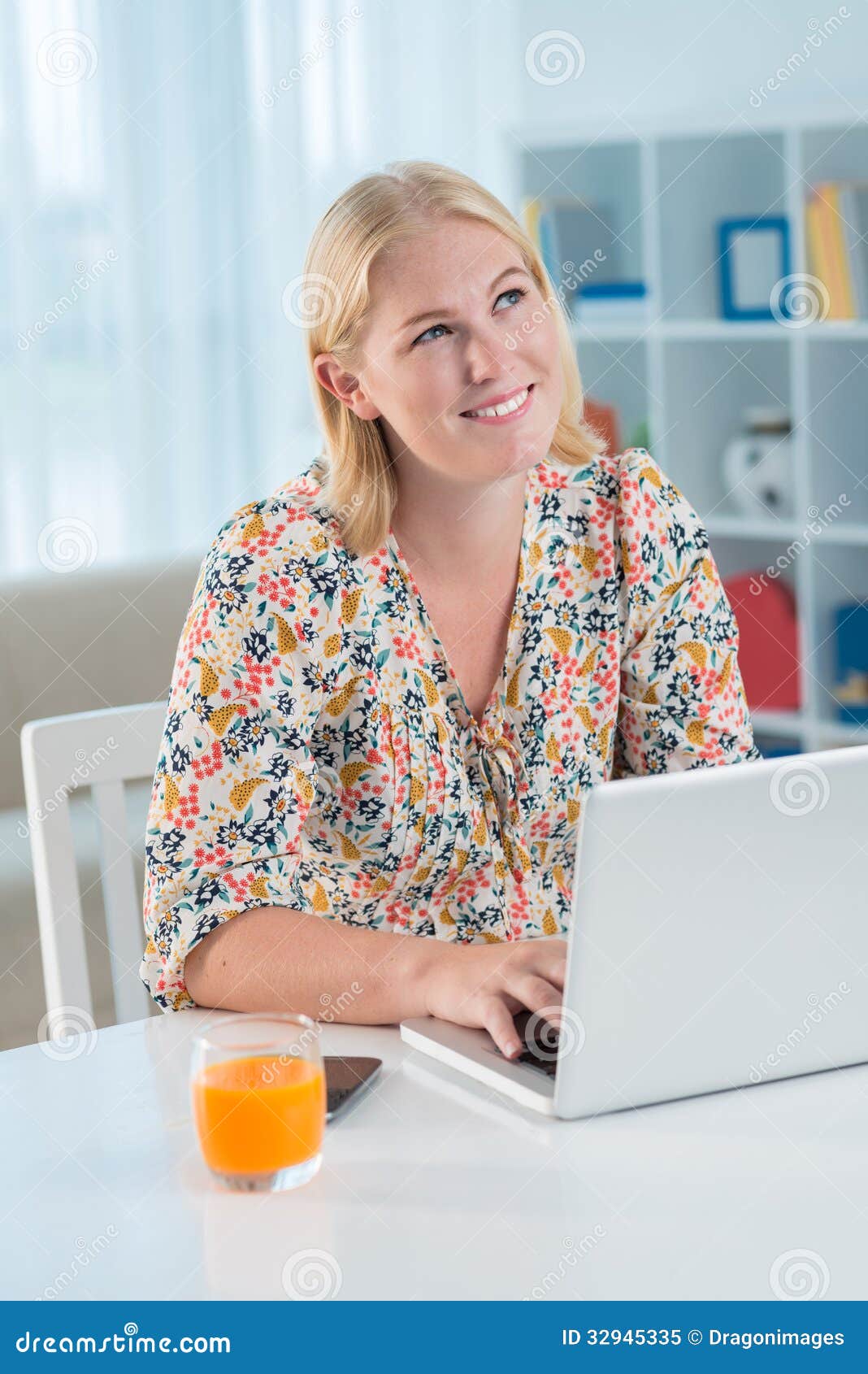 Woman with computer stock image. Image of feminine, femininity - 32945335