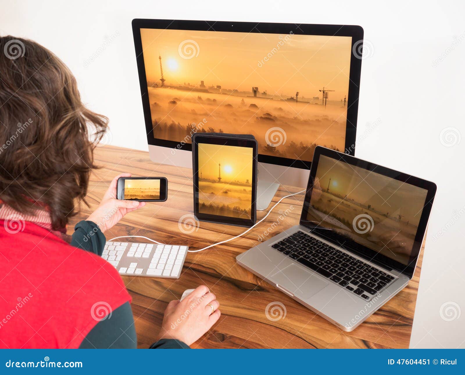 Woman with Computers and Mobile Devices Stock Image - Image of devices ... Woman with Computers and Mobile Devices Stock Image - Image of devices ...