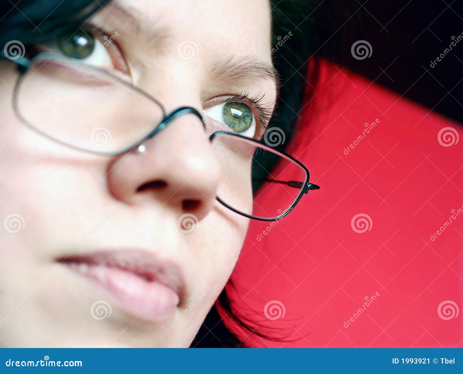 Woman Concentrated Face Finger Chin Thinking. Need Time To Make ...