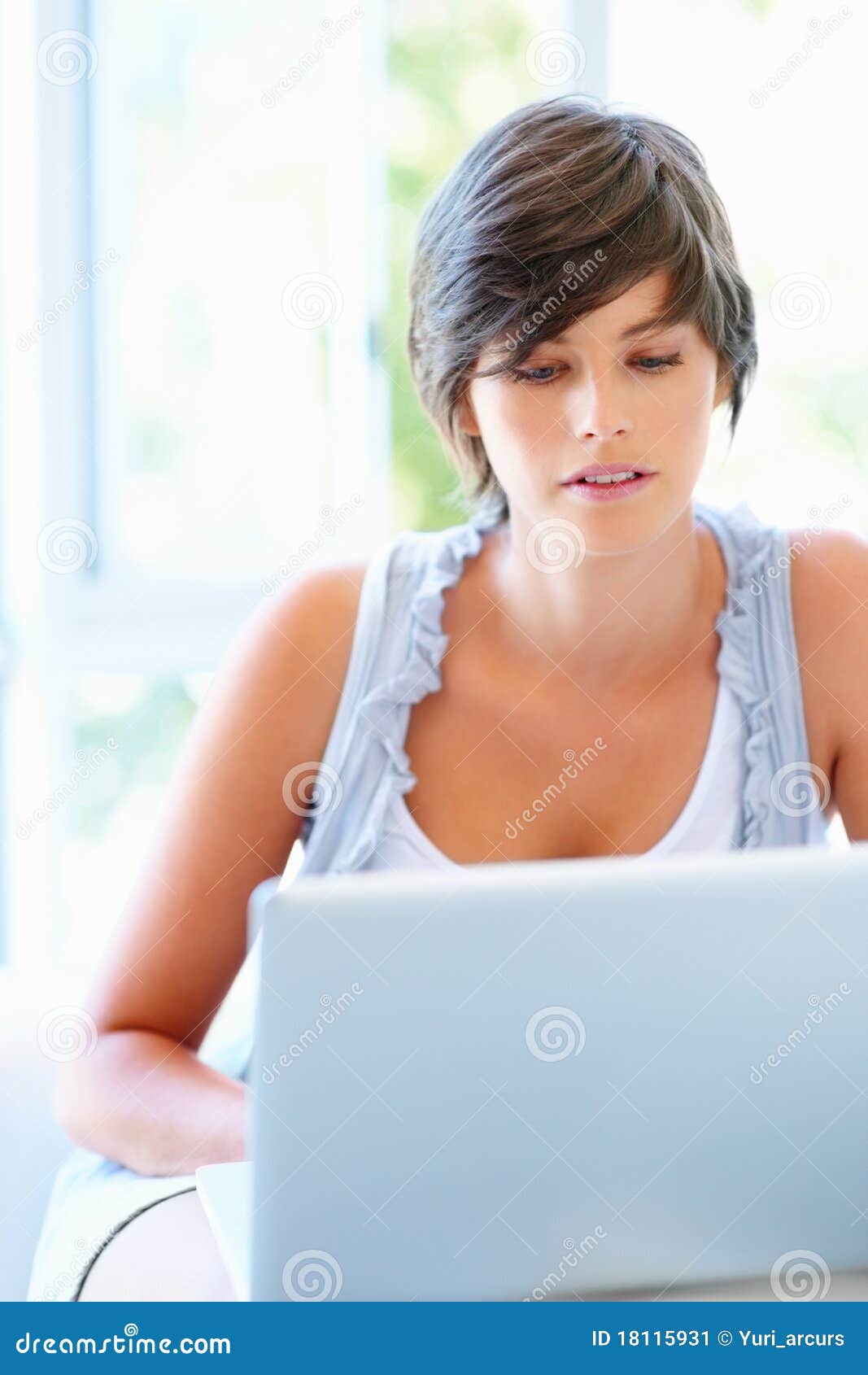 Woman Concentrating on Work Stock Image - Image of lovely, looking ...