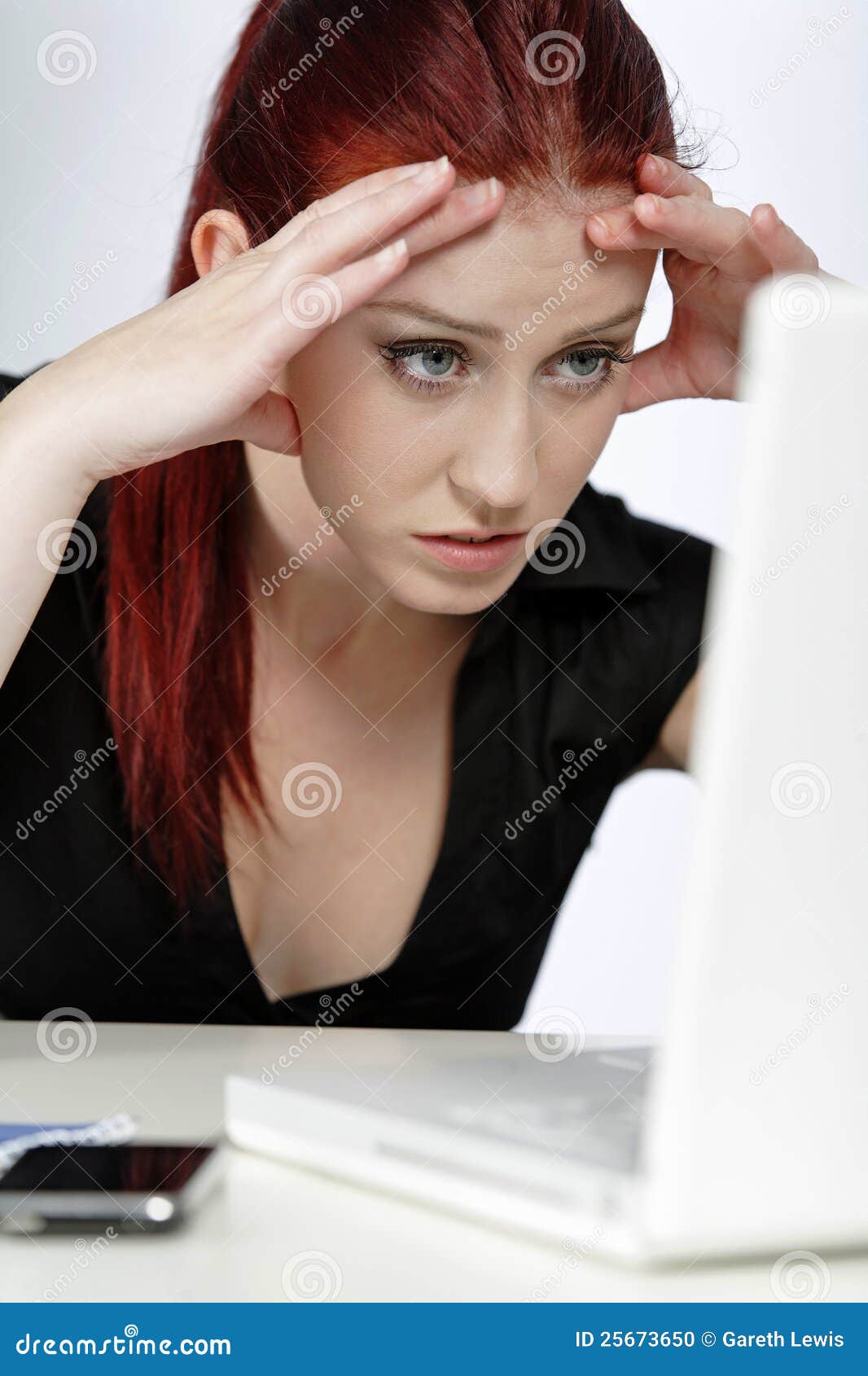 Woman concerned at work stock photo. Image of mistake - 25673650