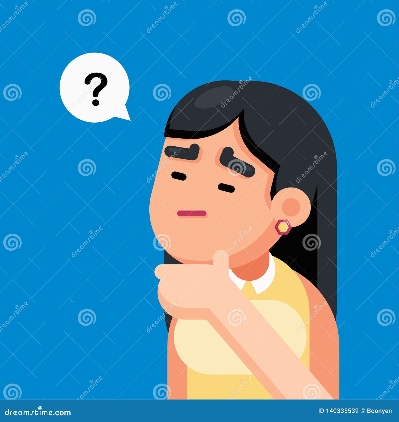 Woman Is Confusing And Thinking With Question Marks Sign, Vector ...