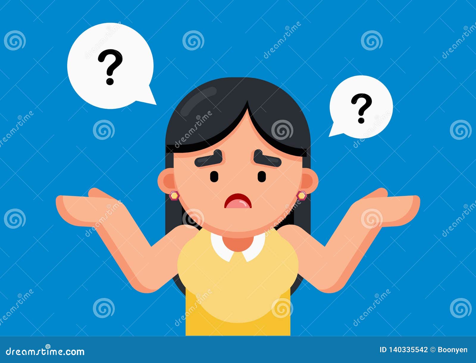 Woman Is Confusing And Thinking With Question Marks Sign Vector