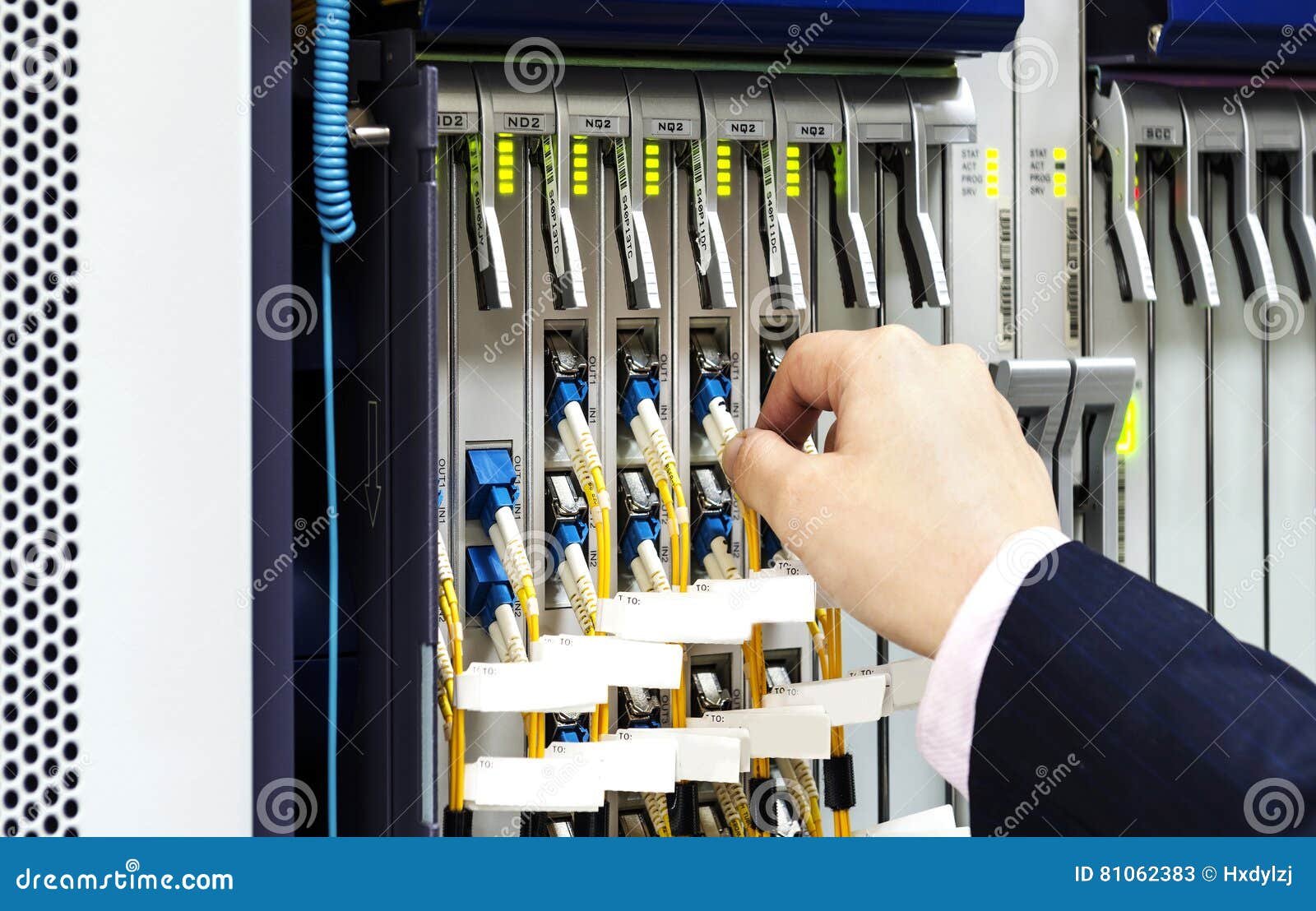 Woman Connecting Network Cables To Switches Stock Image - Image of ...