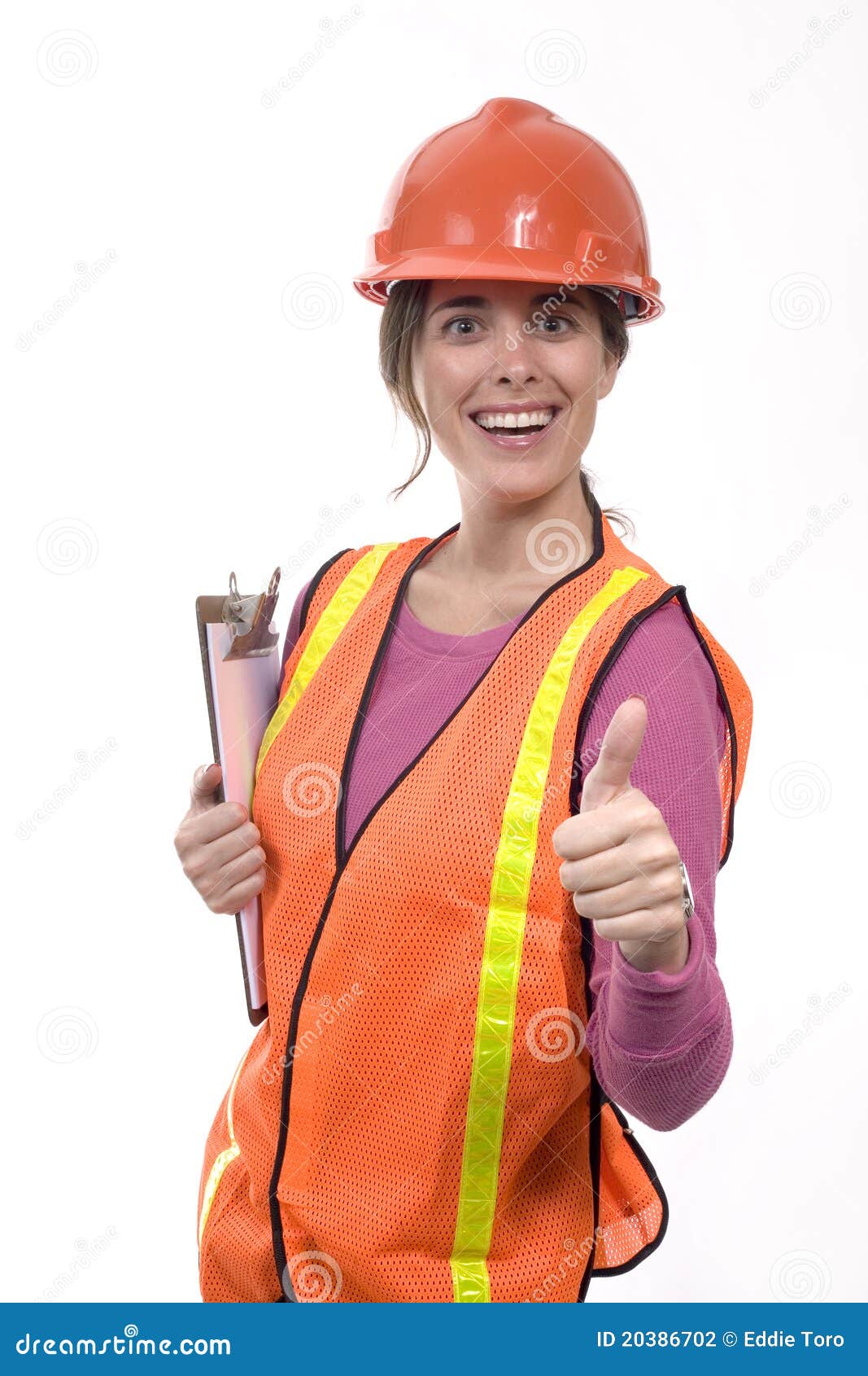Woman construction outfit stock photo. Image of thumbs - 20386702