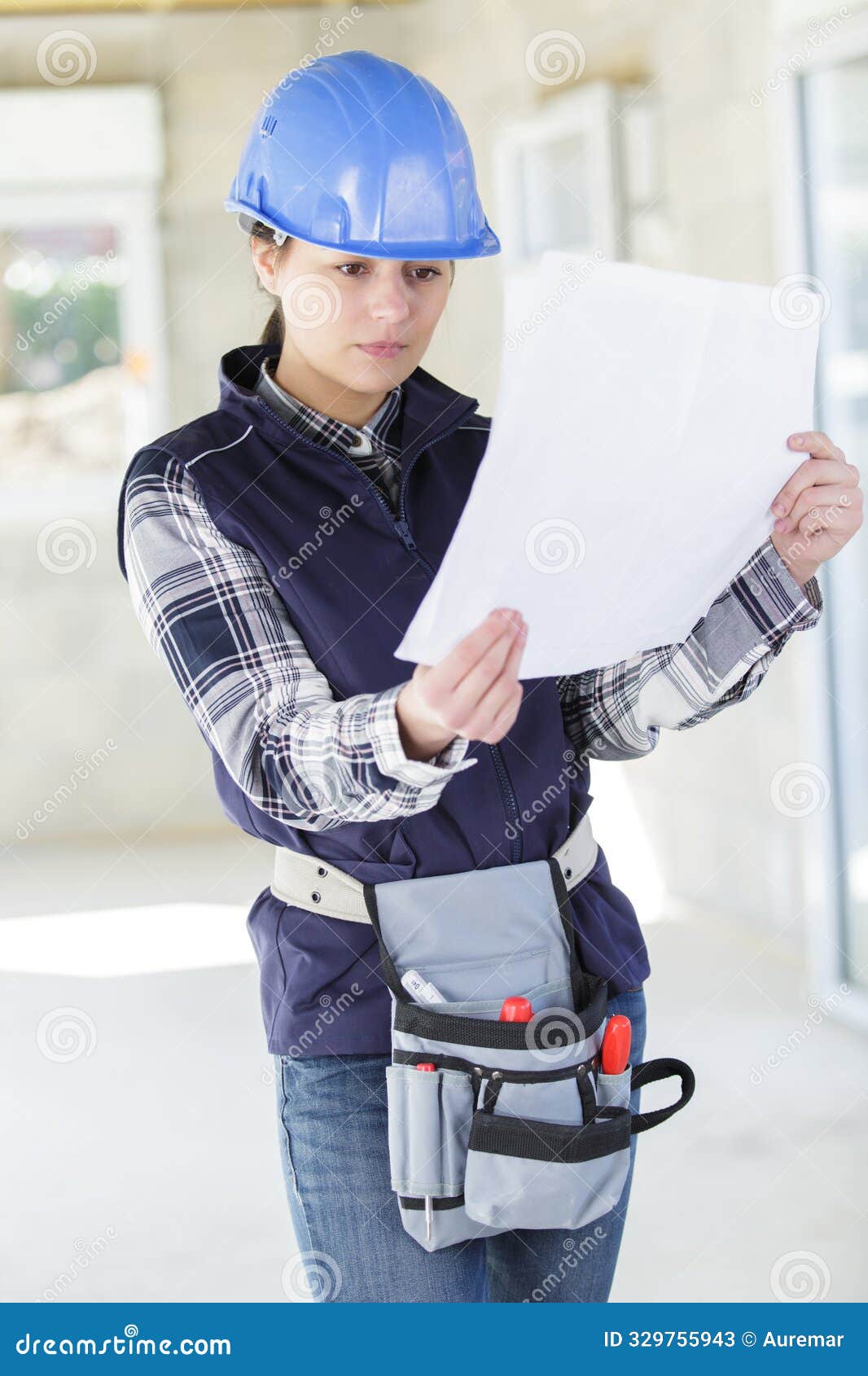 Woman Construction Worker Builder Structural Engineer Stock Image ...