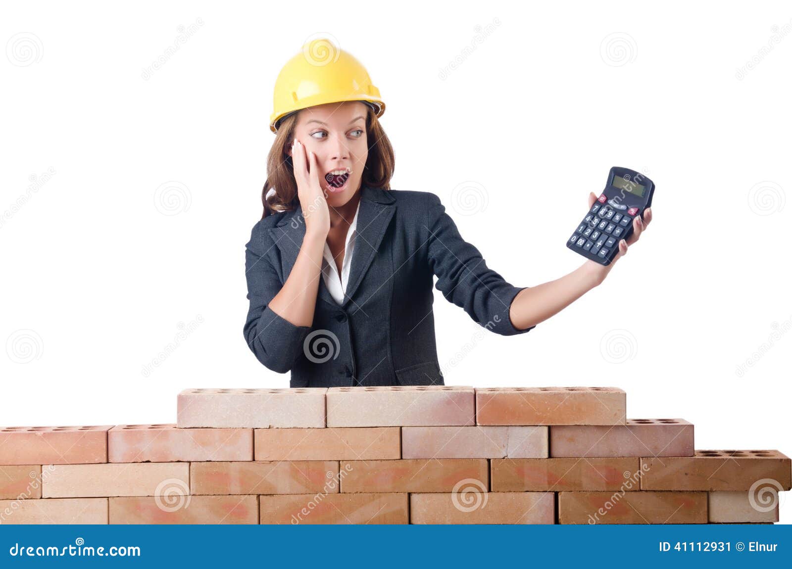 Woman Construction Worker with Calculator Stock Image - Image of ...