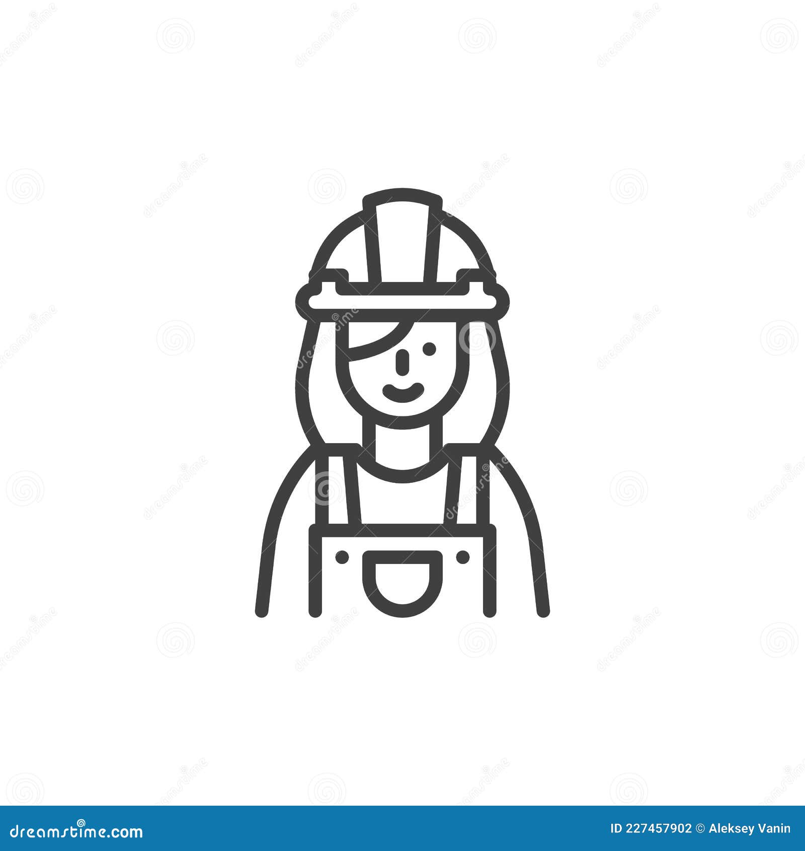 Woman Construction Worker Line Icon Stock Vector - Illustration of thin ...