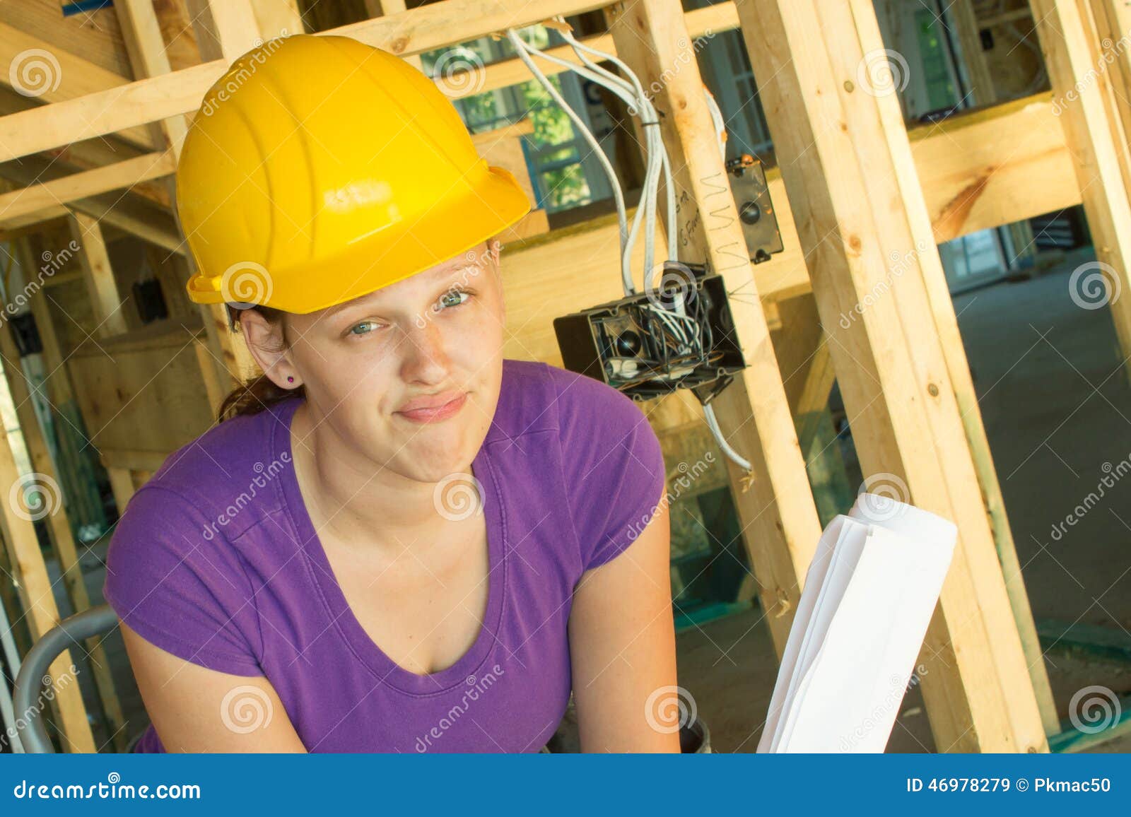 Woman Construction Worker Looking Frustrated Stock Image - Image of ...