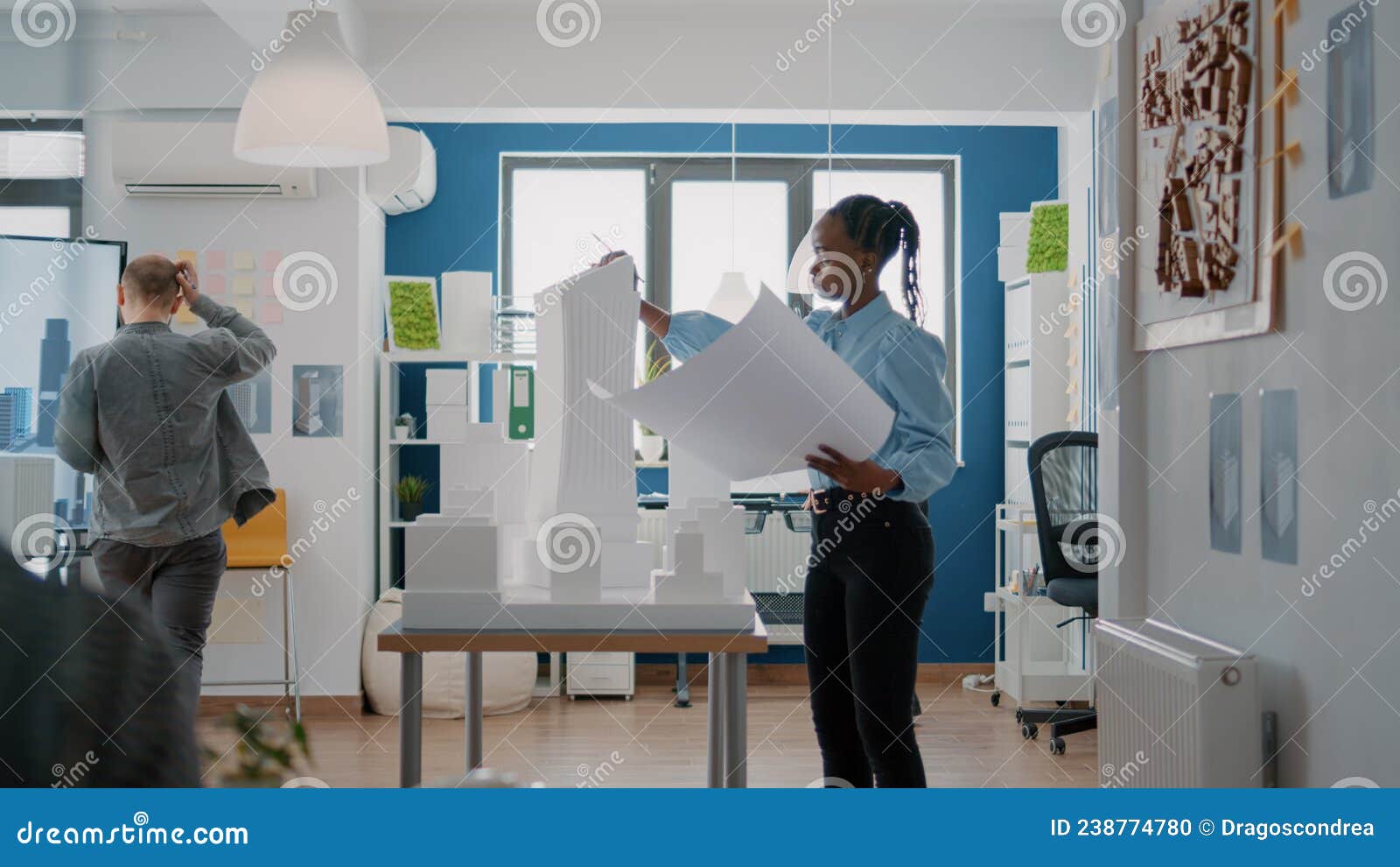 Woman Constructor Designing Building Model with Architectural ...